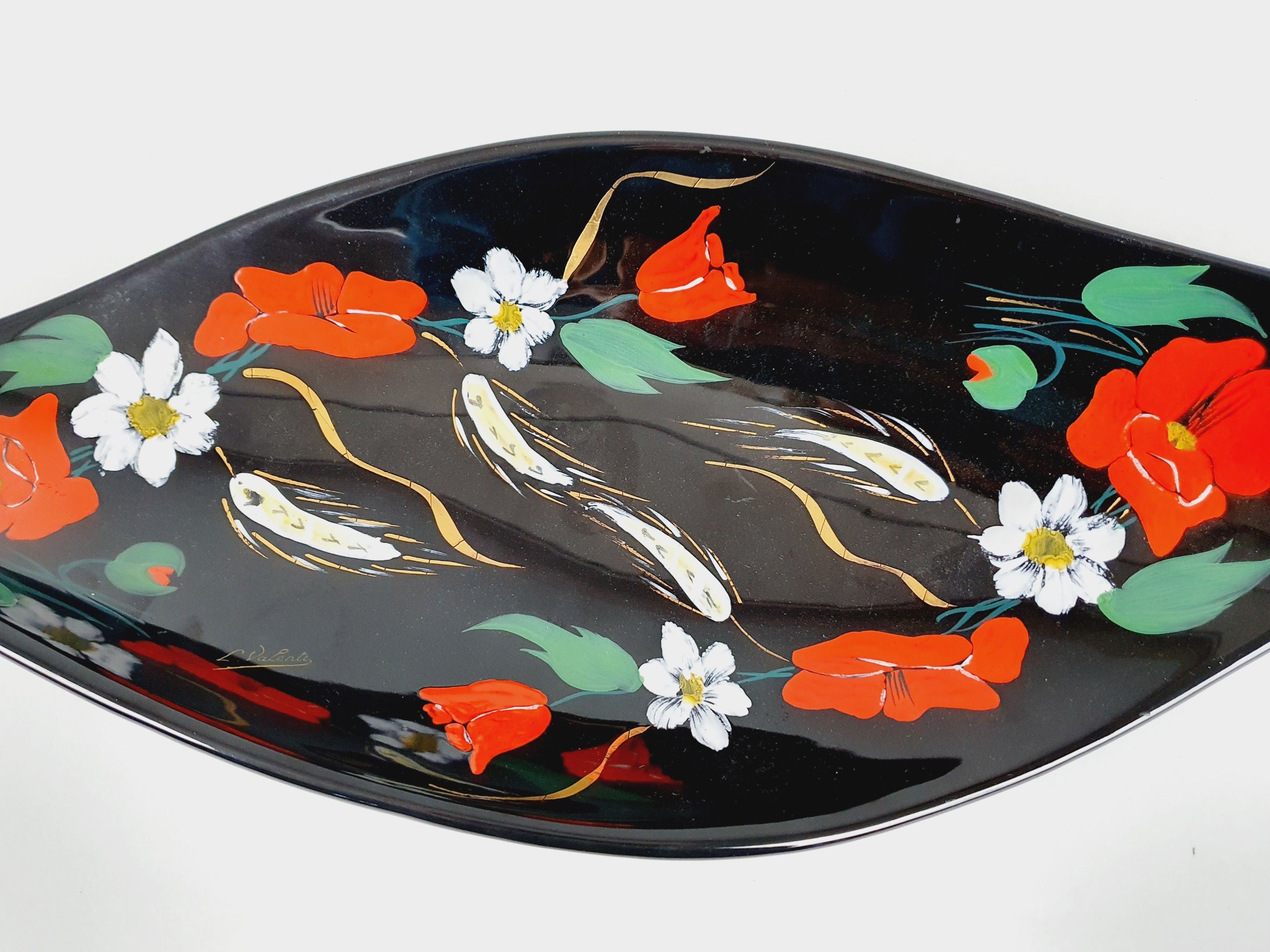 LOUIS VALENTI, EMAUX NOIRS DE LONGWY, COQUELICOT, | Arts de la table et ...