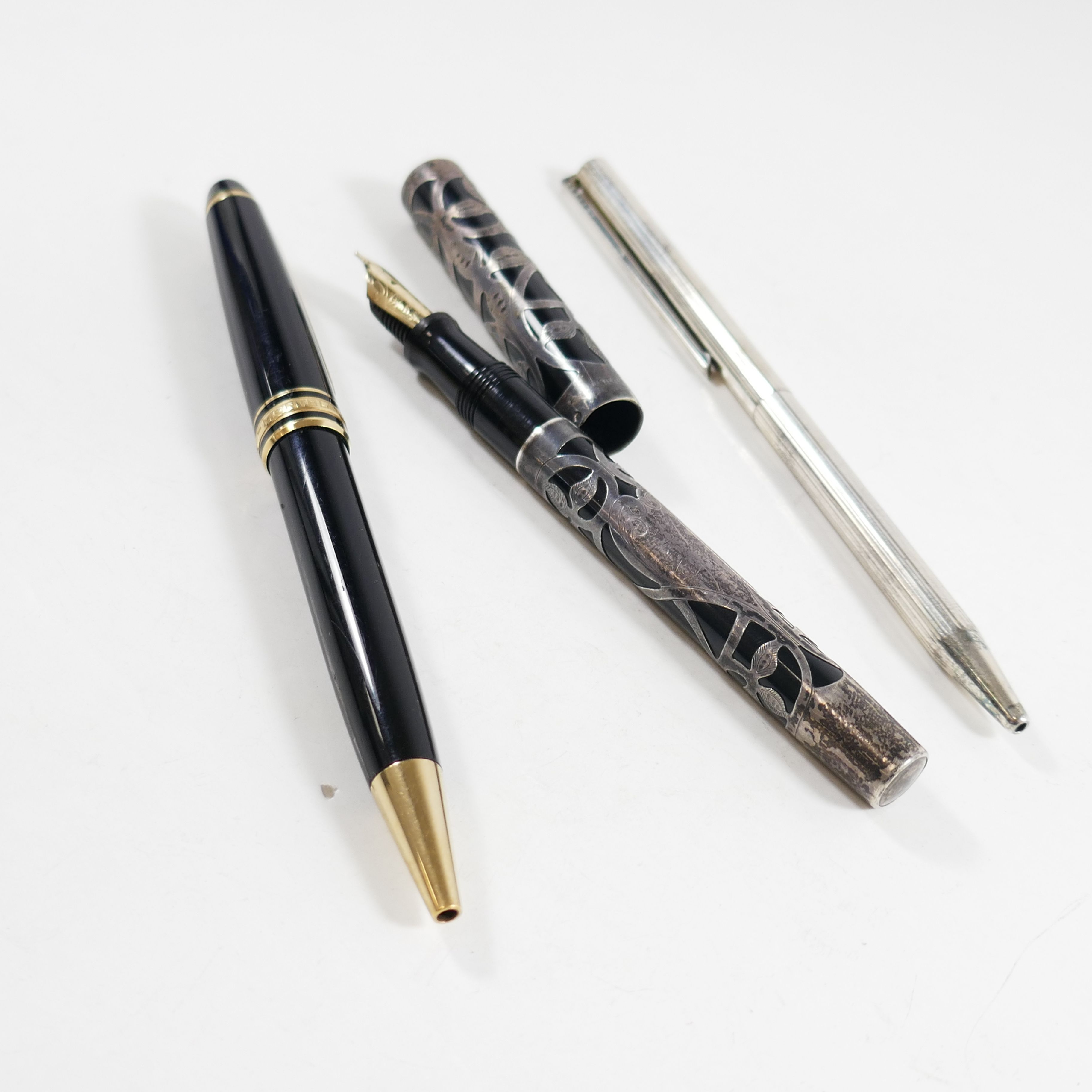 3 stylos dont 1 bille en métal argenté rainuré DUP | Bijoux | Ventes ...